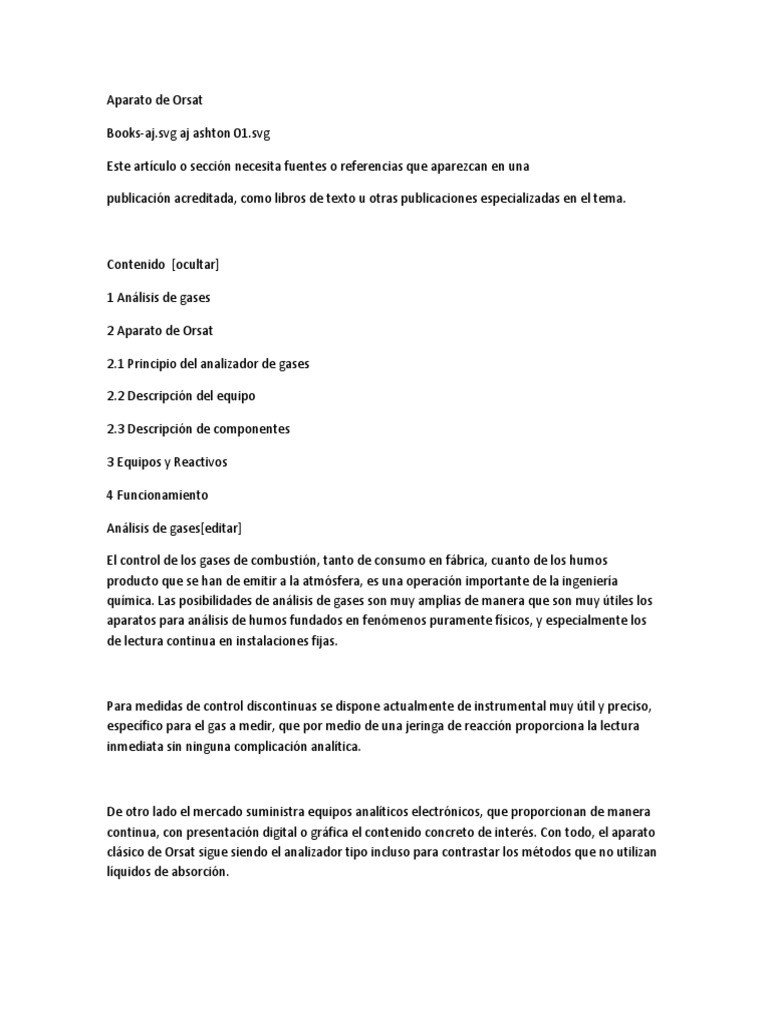 Análisis del Aparato de Orsat | PDF | Combustión | Oxígeno