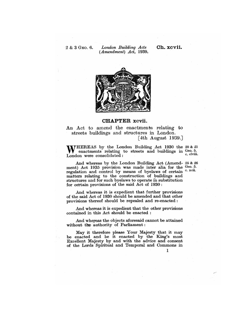 London Building Act Amendment 1939 | PDF