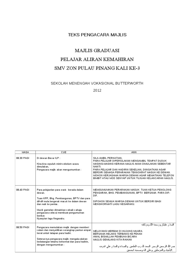 Teks Pengacara Majlis Graduasi | PDF