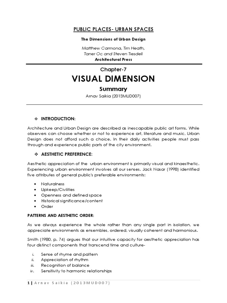 Visual Dimensions in Urban Design | PDF | Street | Composition (Visual ...
