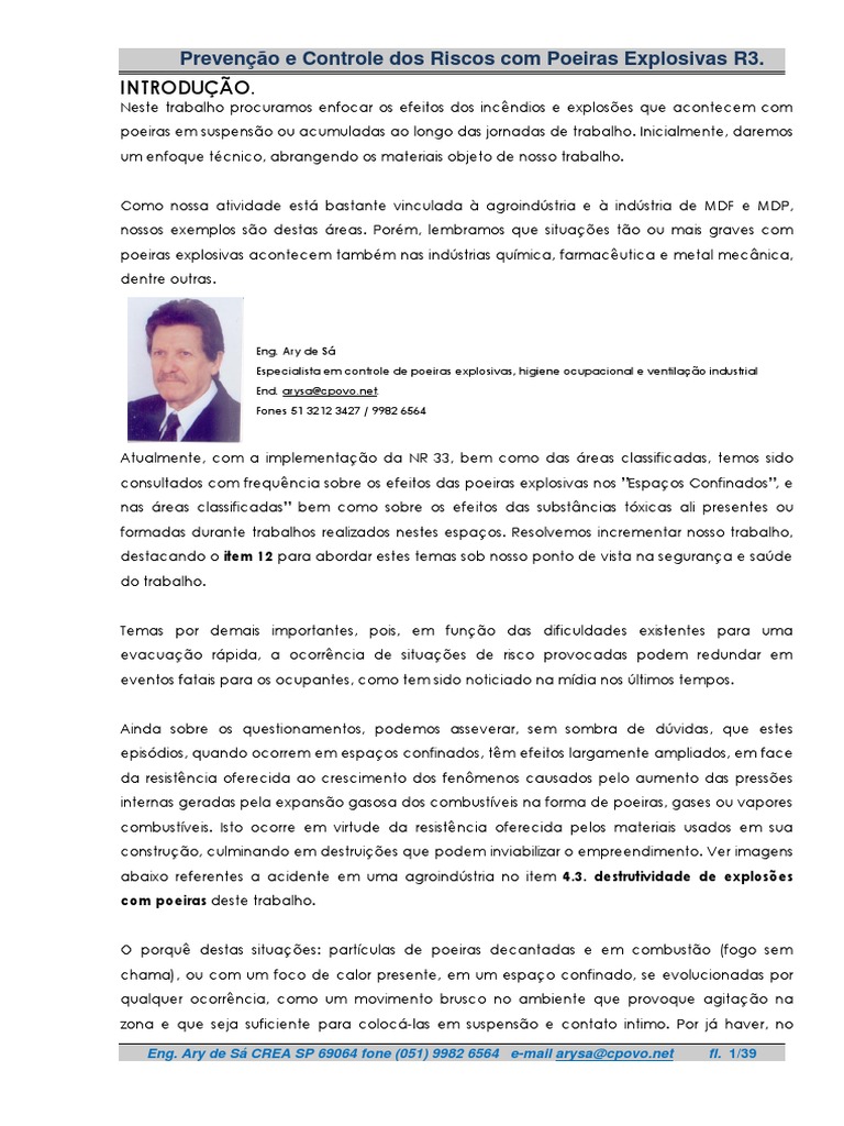 Prevenção e controle dos riscos associados à poeira explosiva em ...