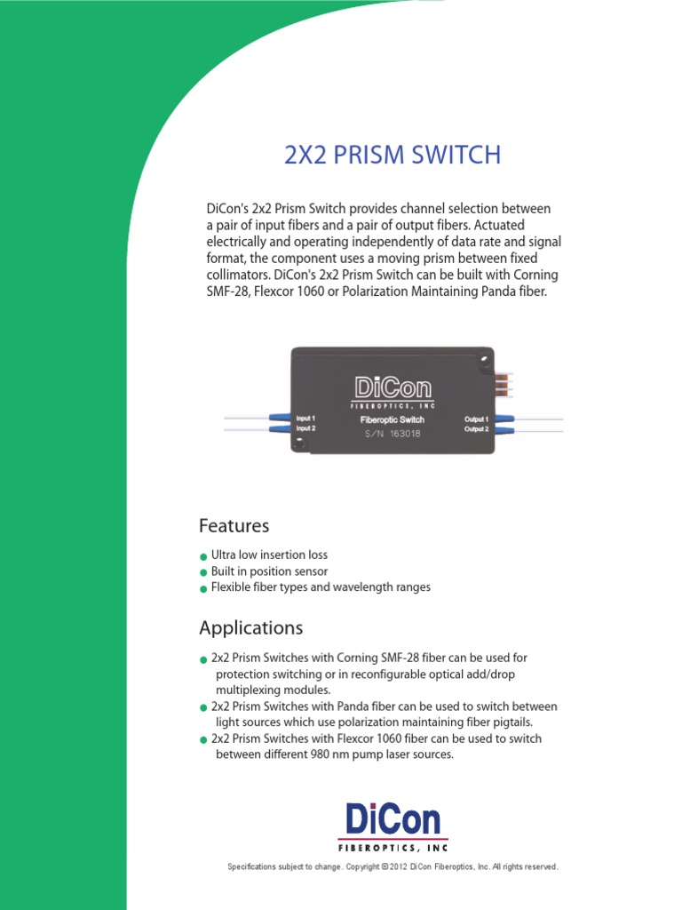 2x2 Prism Switch | PDF | Optical Fiber | Switch