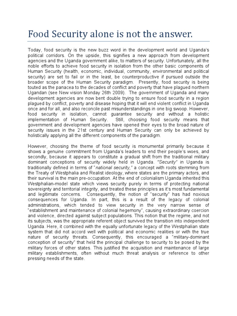 Food Security Is Not The Answer | PDF | Human Security | Food Security