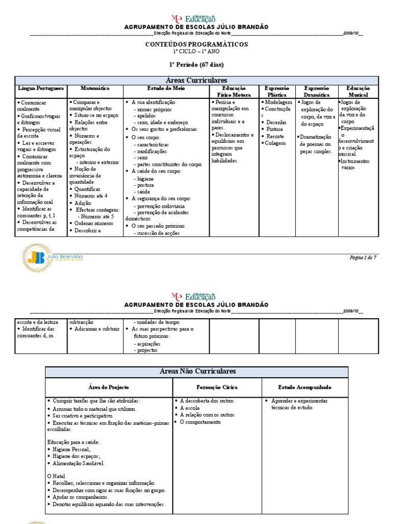 Conteudos - Programaticos 1 Ano | PDF | Business