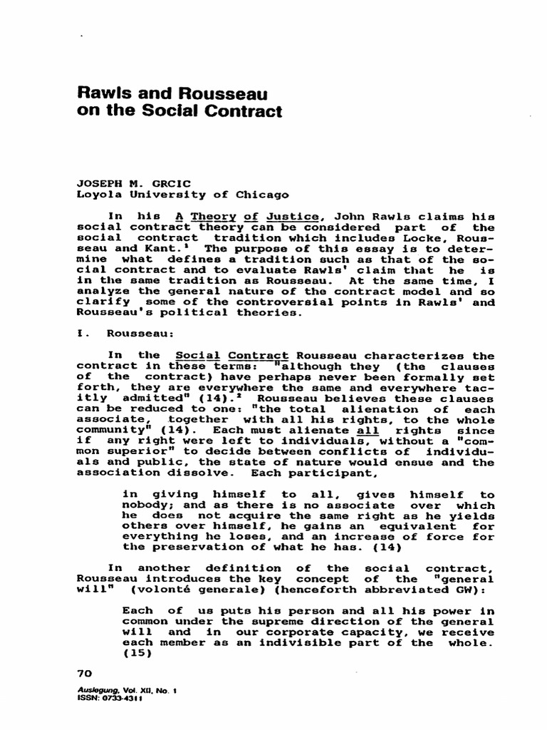 Social COntract | John Rawls | Social Contract