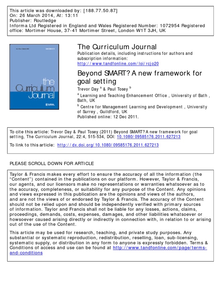 Beyond SMART A New Framework For Goal Setting | PDF | Neuro Linguistic ...