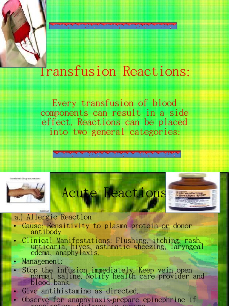 Transfusion Reactions | PDF | Intravenous Therapy | Blood Transfusion
