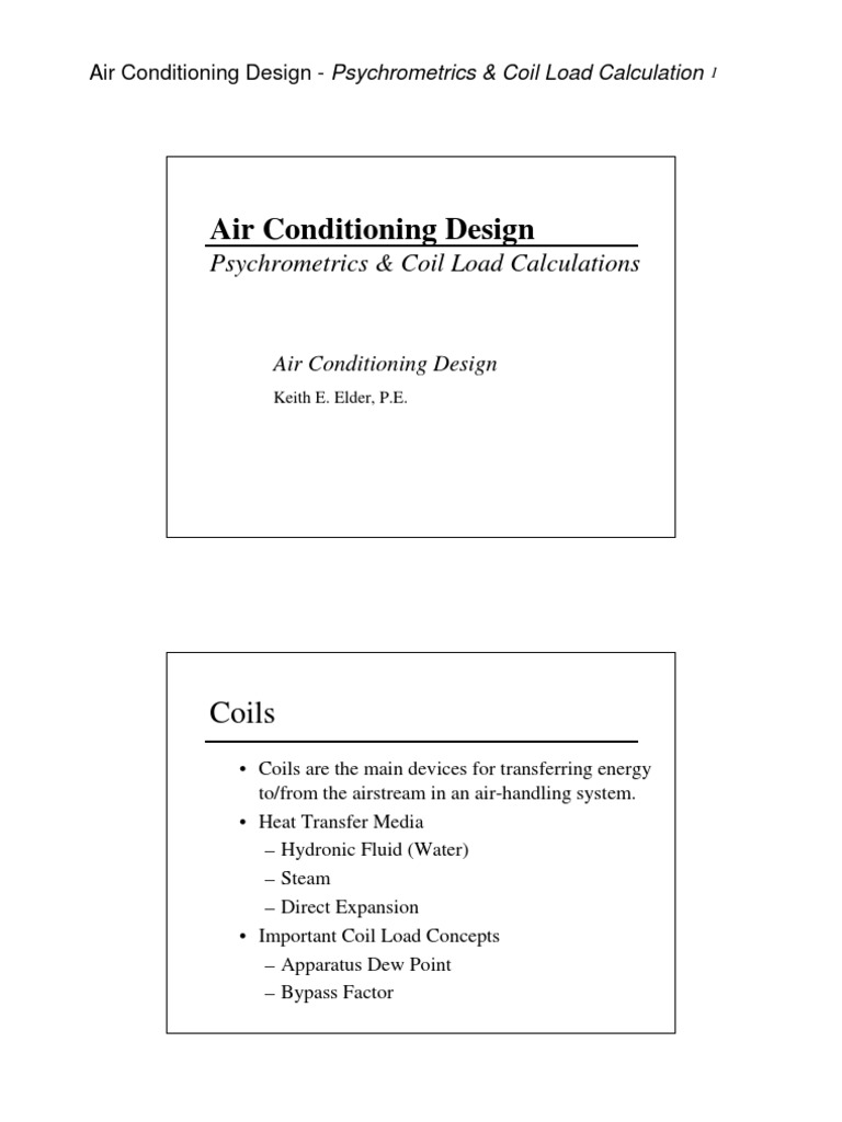 Air Conditioning Design - Psychrometrics & Coil Load Calculation | PDF ...