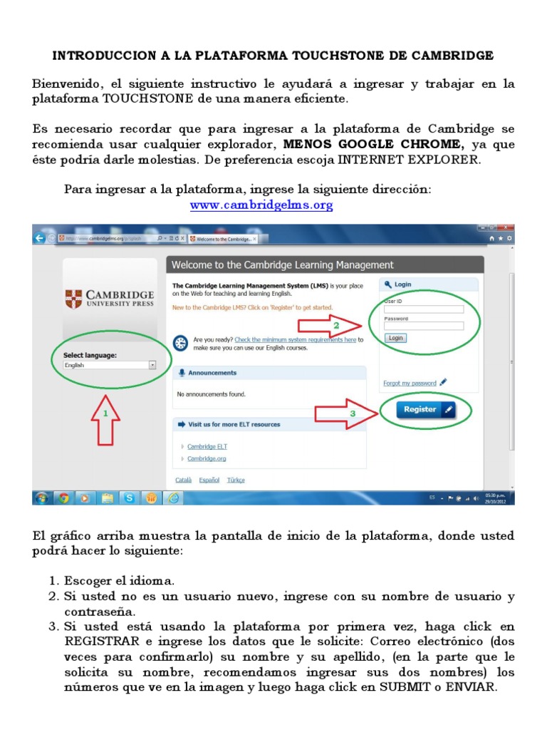 Instructivo para El de Uso de La Plataforma Cambridge | PDF ... Instructivo para El de Uso de La Plataforma Cambridge | PDF ...