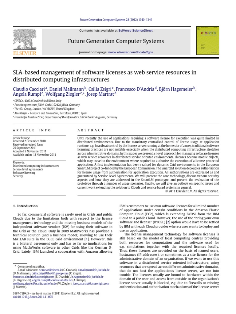 Future Generation Computer Systems | PDF | Service Level Agreement ...
