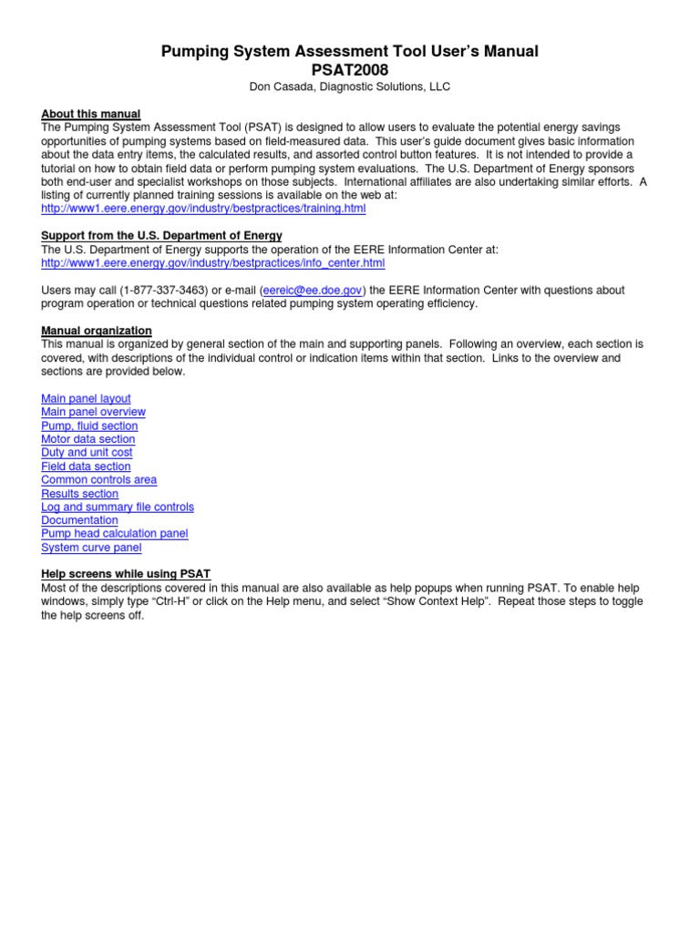 An Overview of the Pumping System Assessment Tool (PSAT) User Interface ...