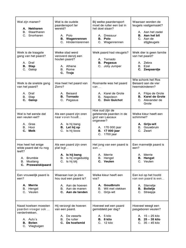 Vragen Paardenspel | PDF
