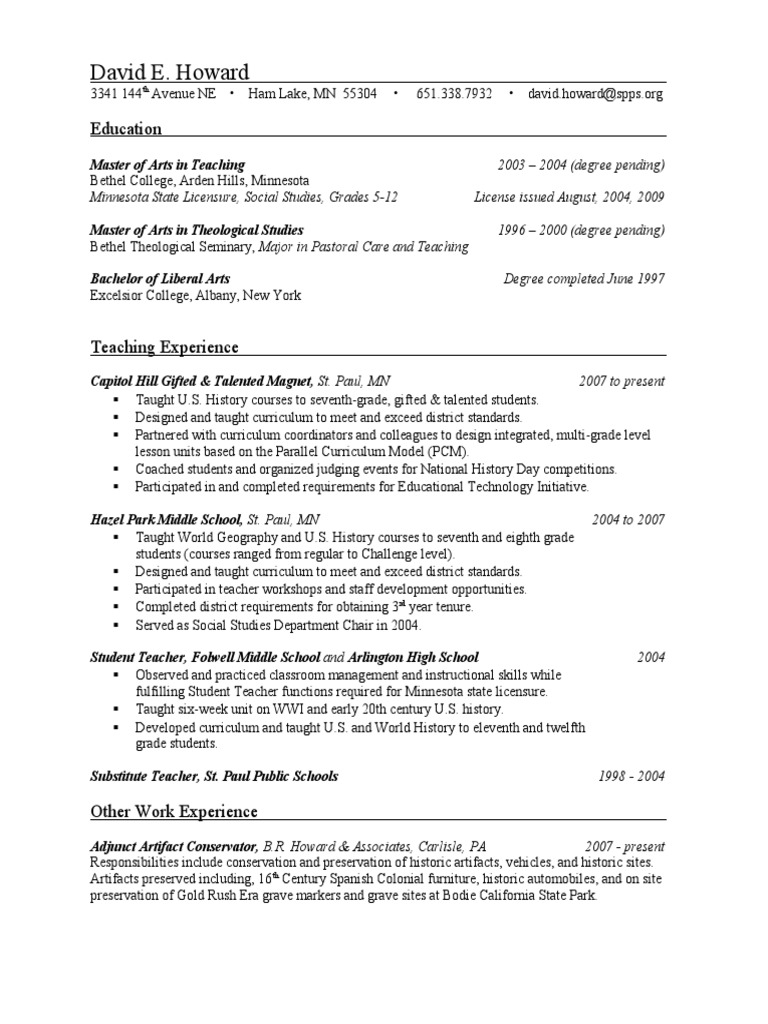 David E Howard Resume 2014 | PDF | Educational Assessment And ...
