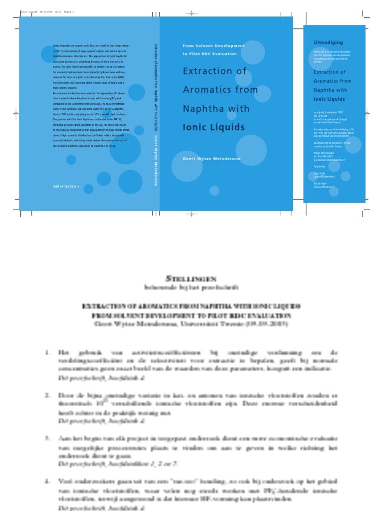 Extraction of Aromatics From Naphtha With Ionic Liquids | PDF ...
