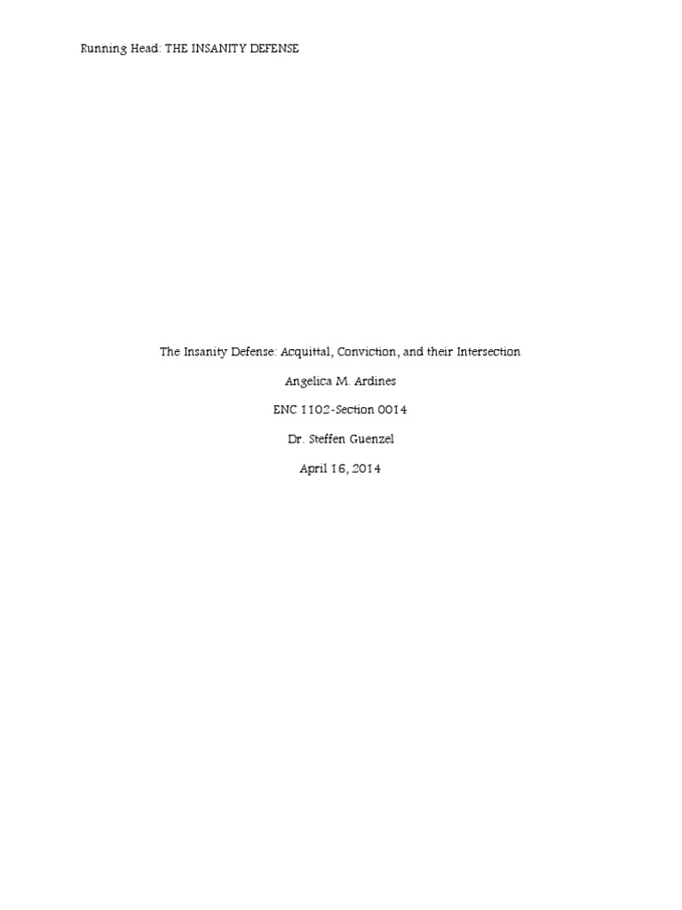 Research Paper Final Draft | PDF | Insanity Defense | Plea