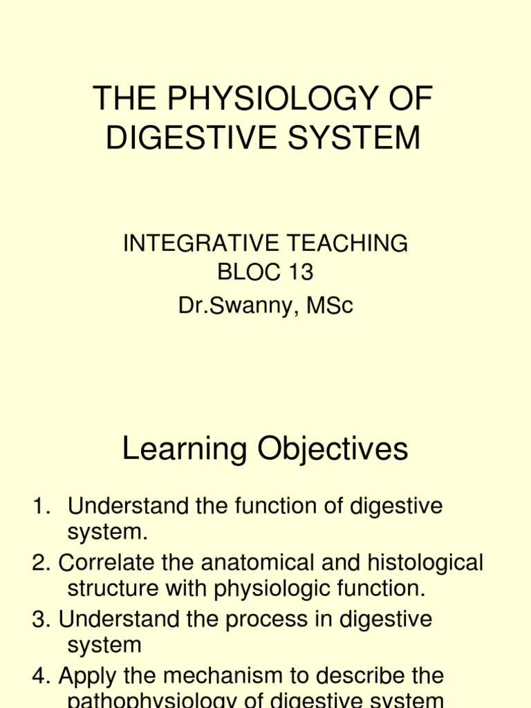 The Physiology of Digestive System: Integrative Teaching Bloc 13 DR ...