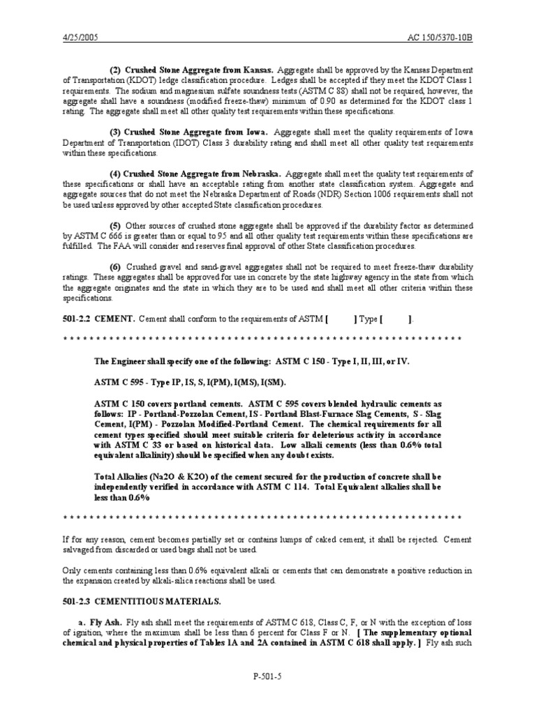 Faa Especificaciones 2005 Ac150 5370 10b Part2 | PDF | Fly Ash | Concrete