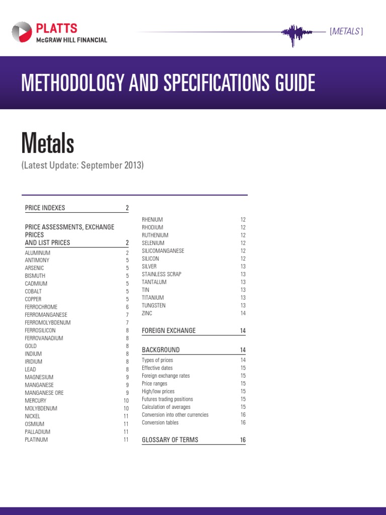 Methodology and Specifications Guide: Metals | PDF | New York ...