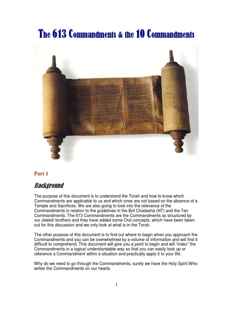 The 613 Commandments and The 10 Commandments Part 1 | PDF | Mitzvah ...