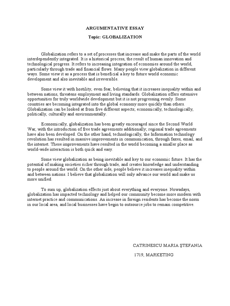 Arguments for and Against Globalization | PDF