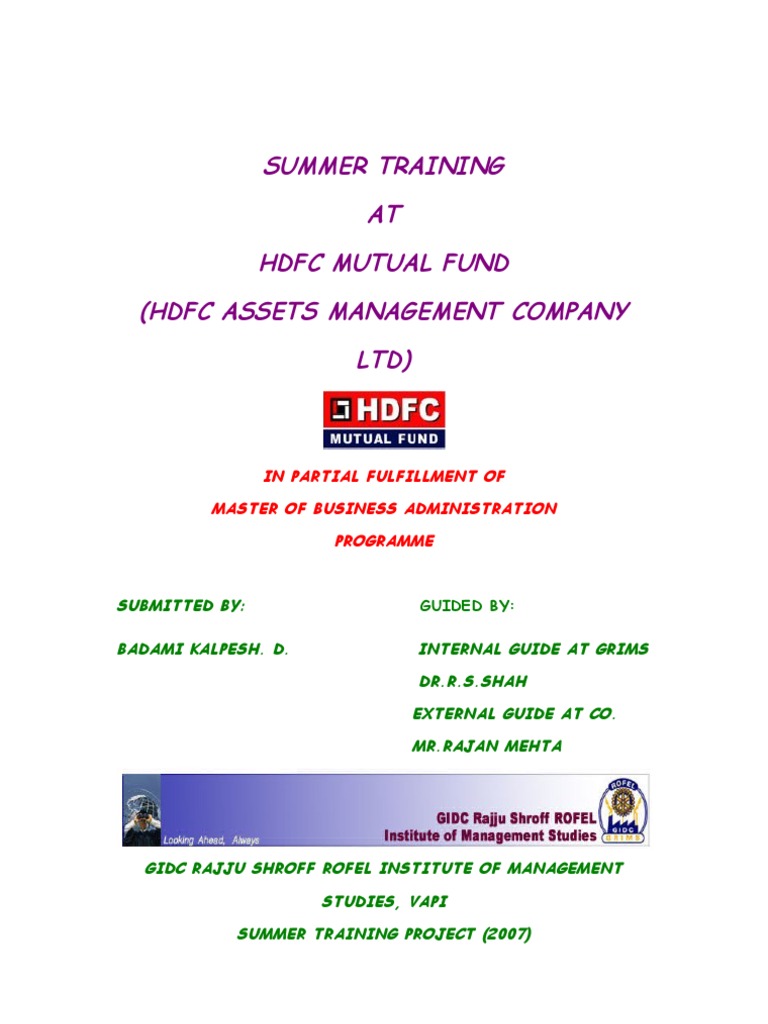 HDFC Project | Download Free PDF | Investing | Investment Management