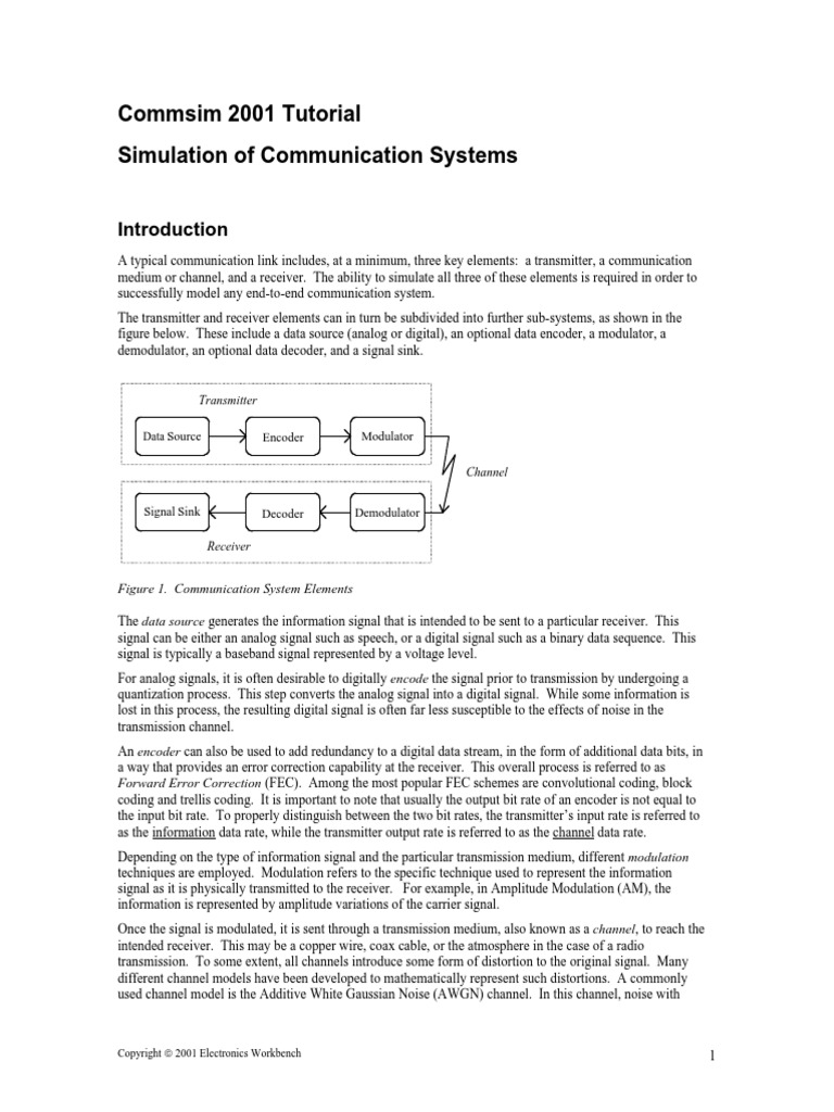 Commsim 2001 Tutorial Simulation of Communication Systems: Transmitter | PDF | Modulation ...