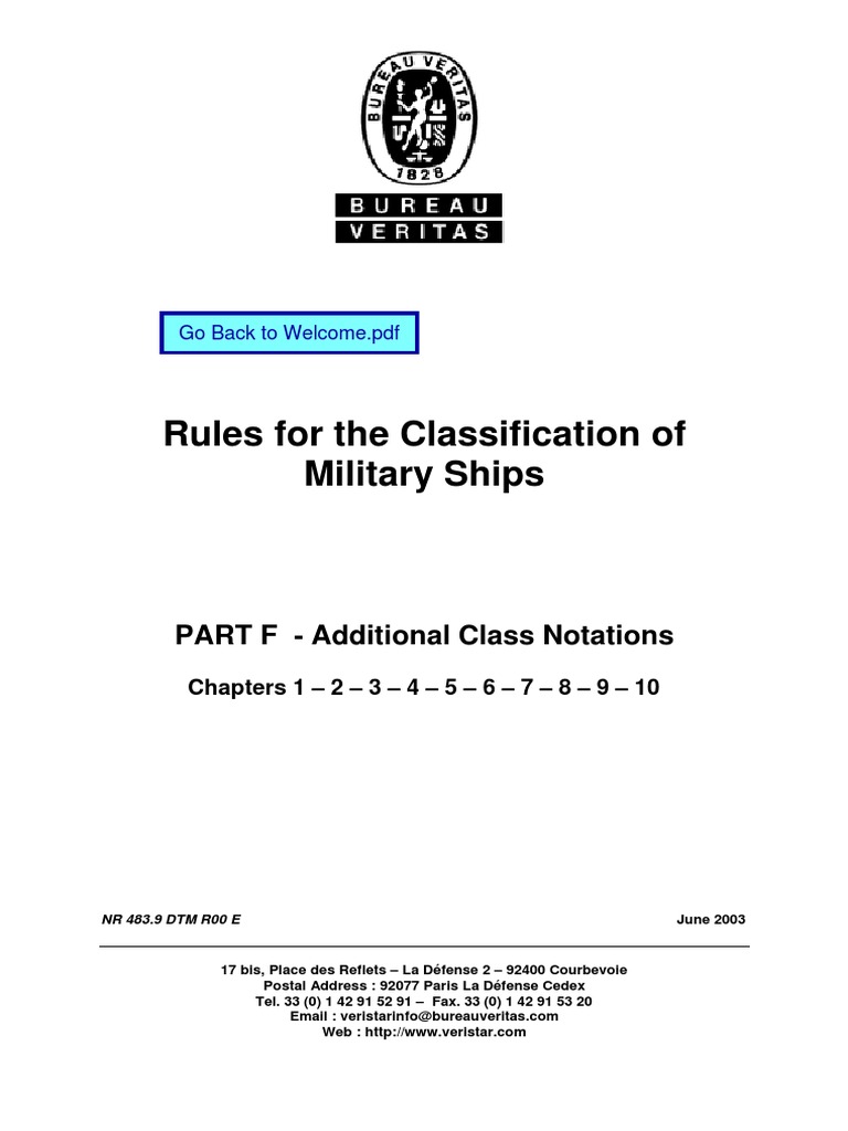 Rules For The Classification of Military Ships: PART F - Additional ...