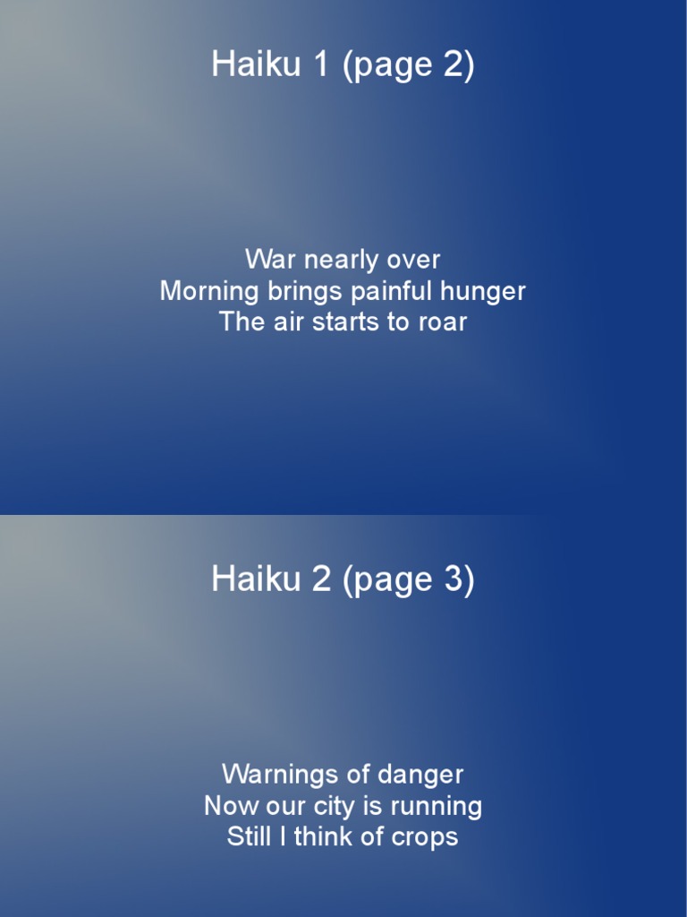 Haikus of War and Survival | PDF | Art