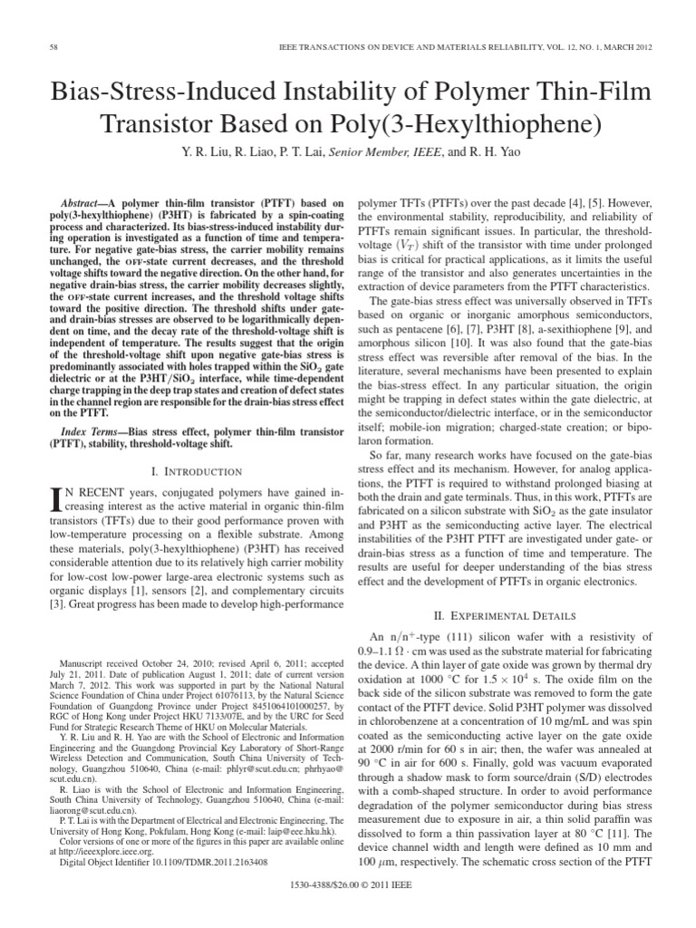 Bias-Stress-Induced Instability of Polymer Thin-Film Transistor Based ...