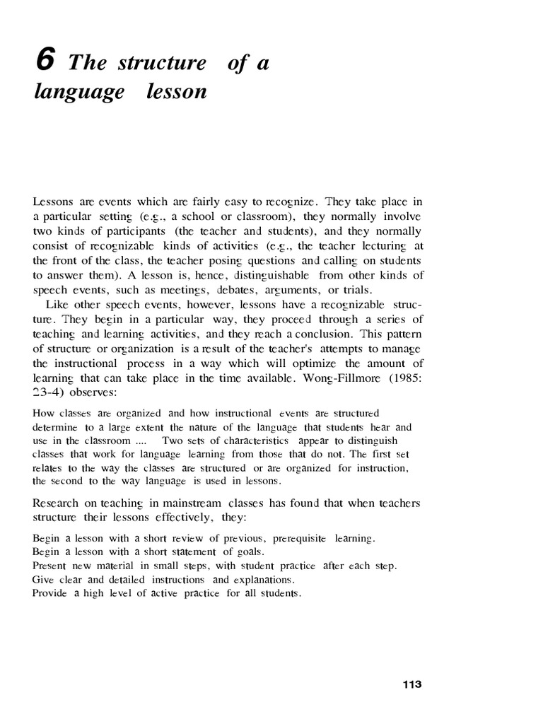 Reflective Teaching in Second Language Classrooms Chap 6 The Structure ...