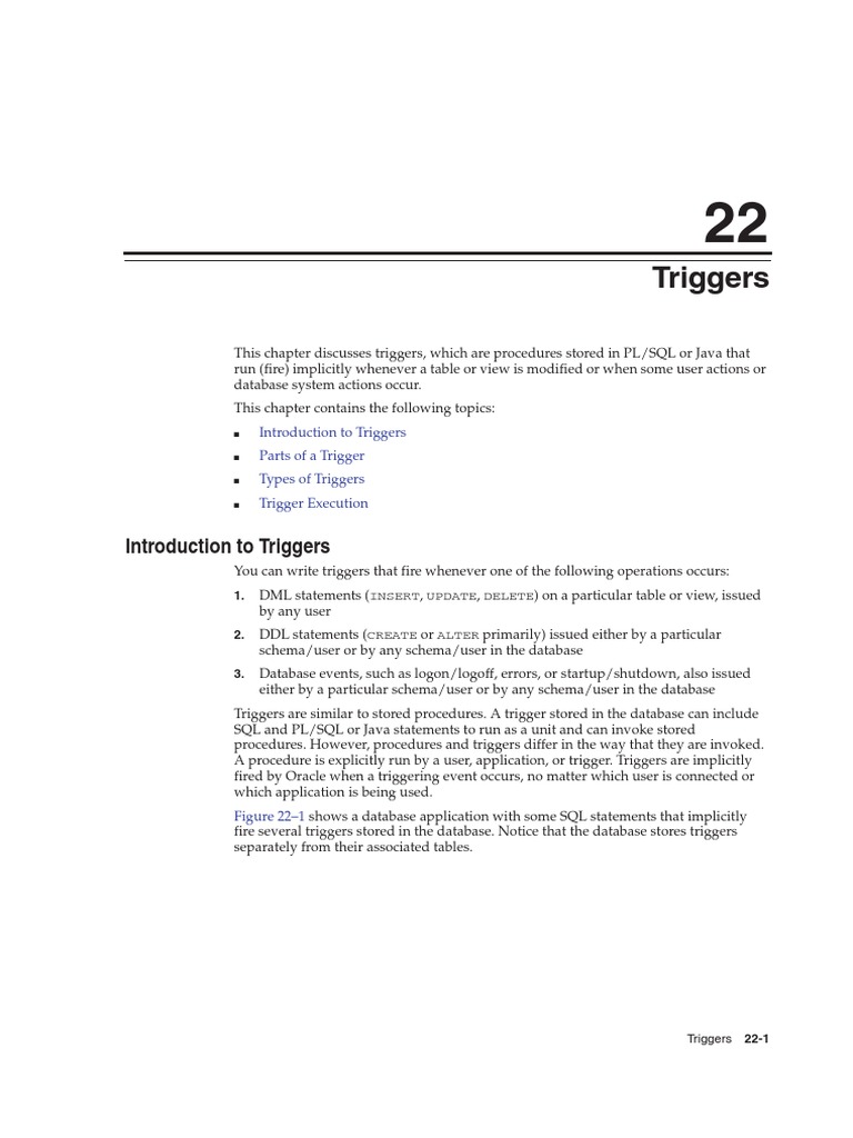Oracle Triggers | PDF | Pl/Sql | Sql Oracle Triggers | PDF | Pl/Sql | Sql