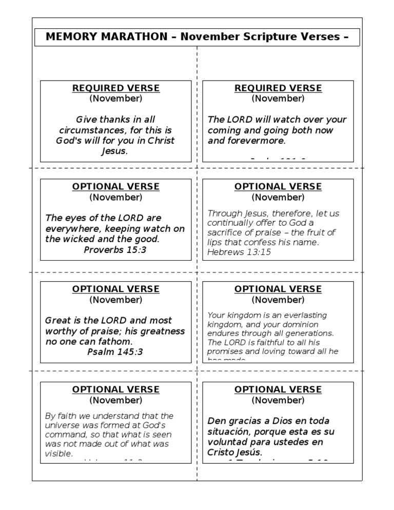 November Verses - First Grade | PDF