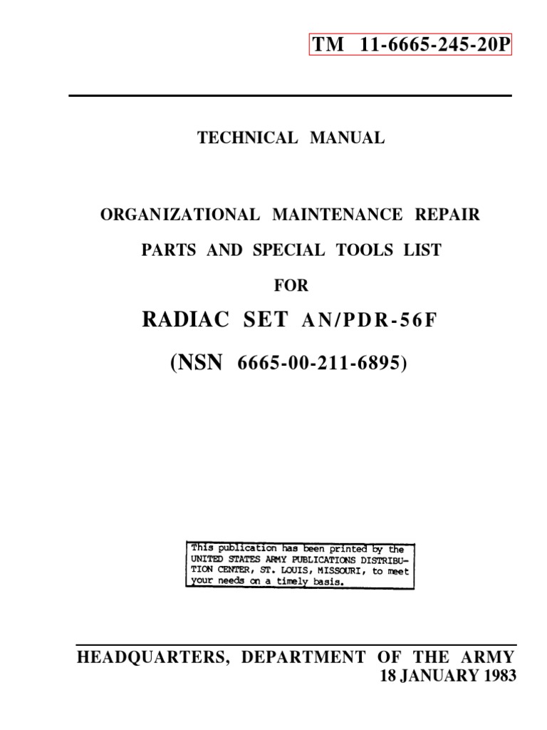 Organizational Maintenance Manual for the AN/PDR-56F Radiac Set: Repair ...
