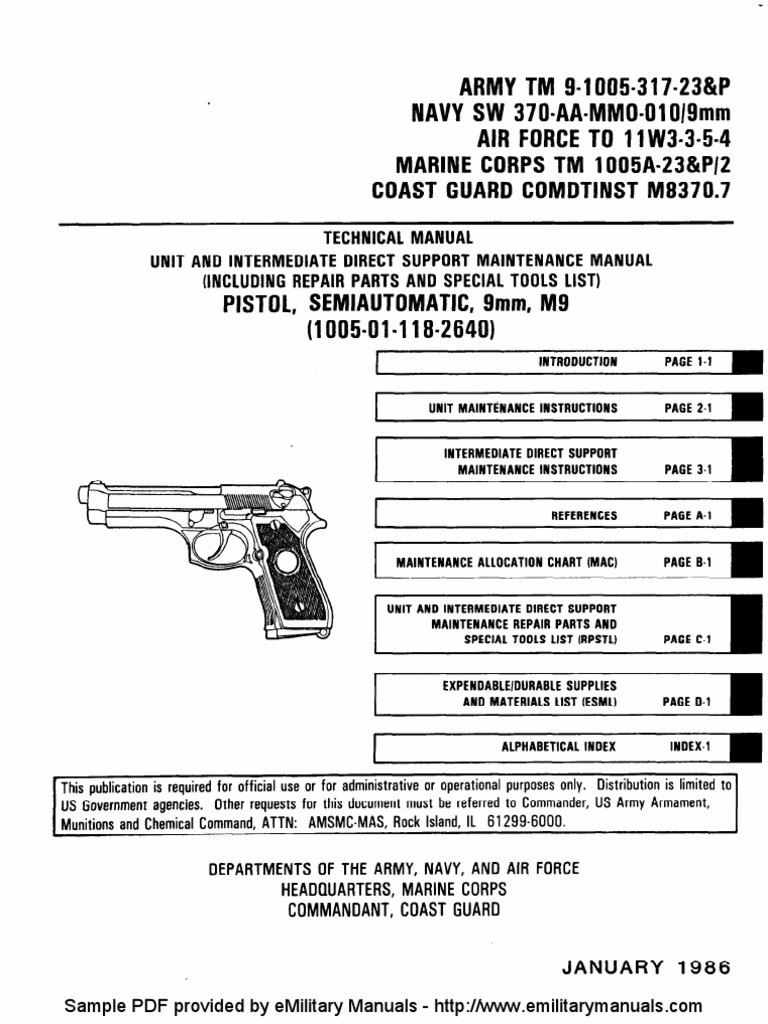 TM 9-1005-317-23P_M9_Pistol_semiautomatic_9mm_4Seiten.pdf | Trigger ...