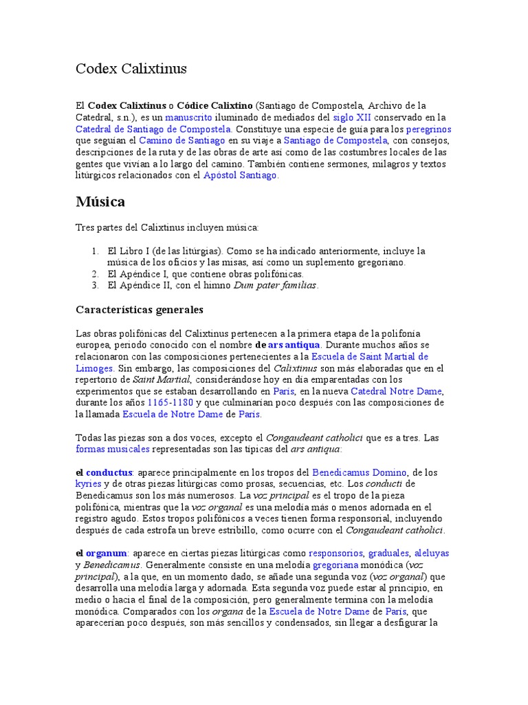 07 Ars Antiqua Codex Calixtinus | PDF