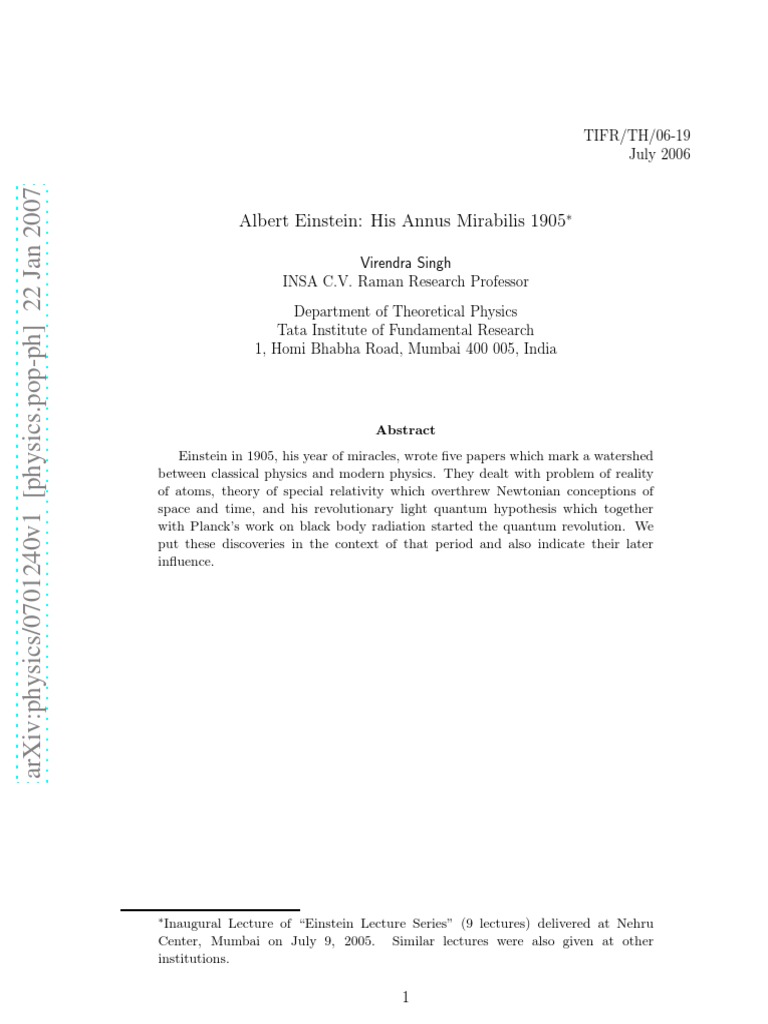 Albert Einstein His Annus Mirabilis 1905 | Photoelectric Effect | Photon