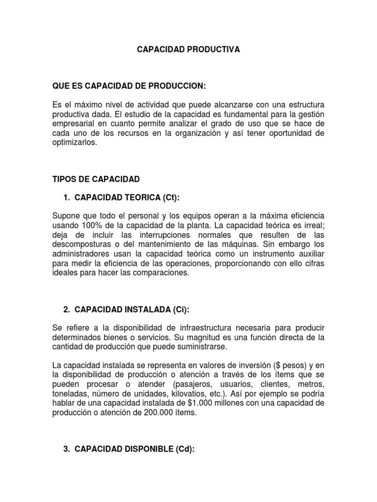 Capacidad Productiva | PDF