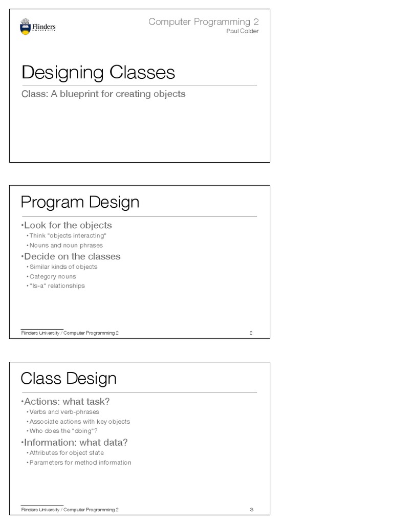 L05 Designing Classes | PDF | Scope (Computer Science) | Class (Computer Programming)