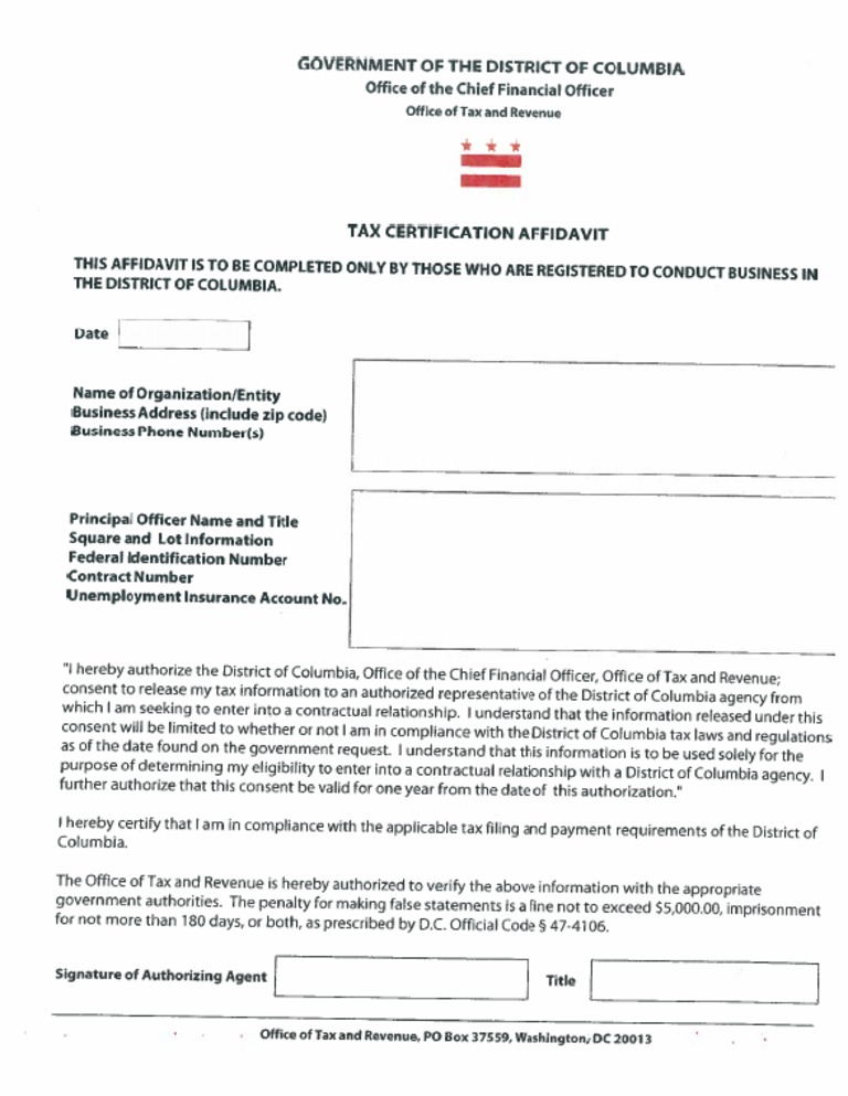 Tax Certification Affidavit | PDF