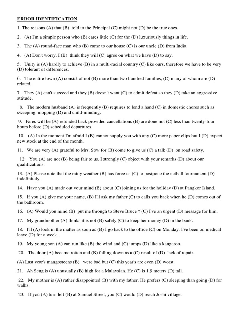 Error Identification 1 | PDF