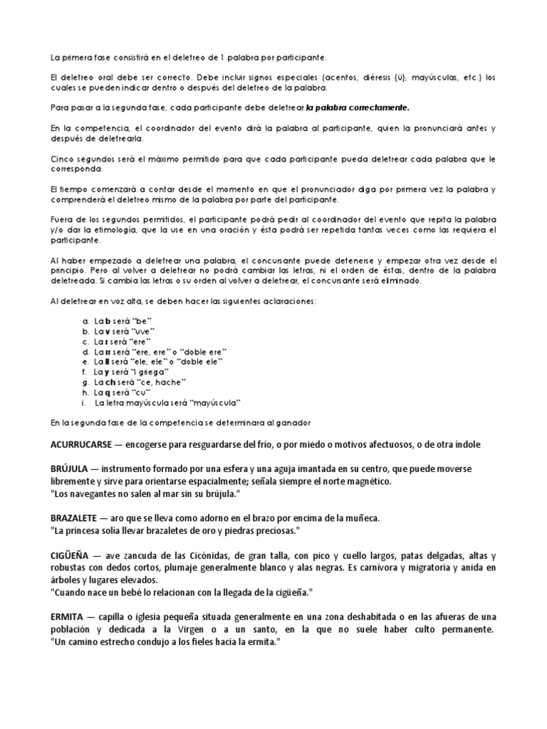 Competencia de Deletreo: Reglas y Palabras | PDF | Brújula | Naturaleza