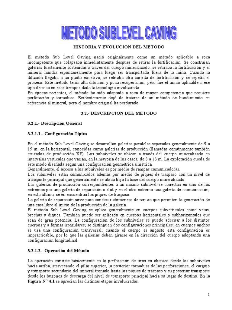 Metodo Sublevel Caving | PDF | Volumen | Minería