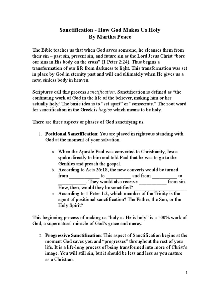 Sanctification Bible Study | PDF | Sanctification | Abrahamic Religions