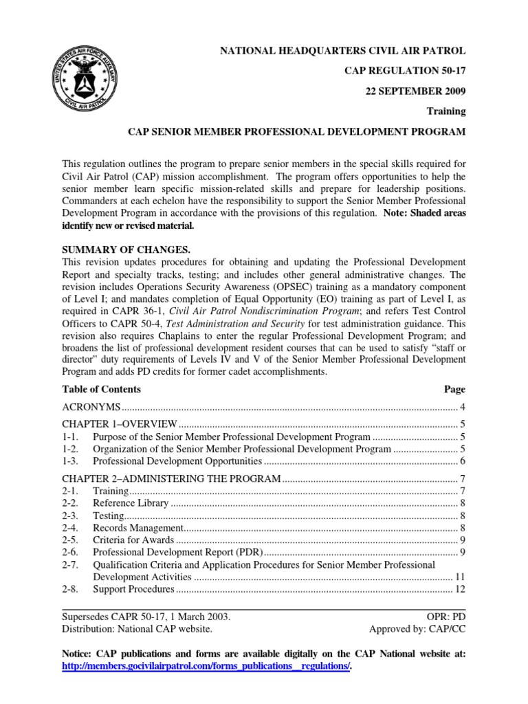 CAP Regulation 50-17 - 09/22/2009 | PDF | Civil Air Patrol | United ...