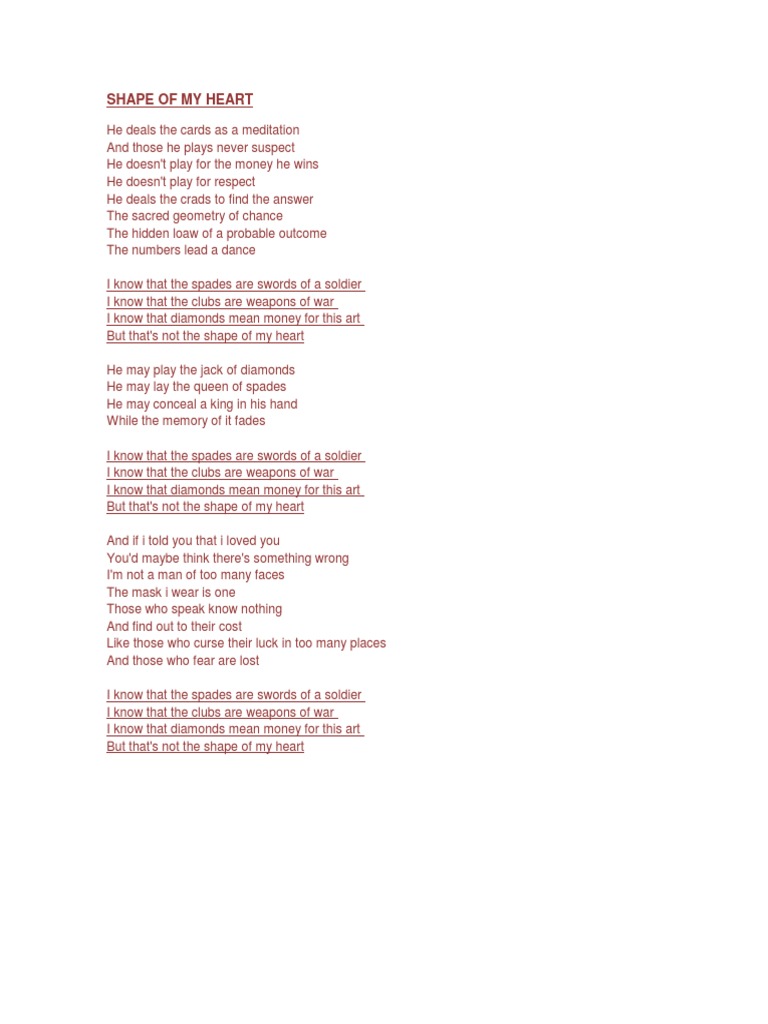 Shape of My Heart | PDF
