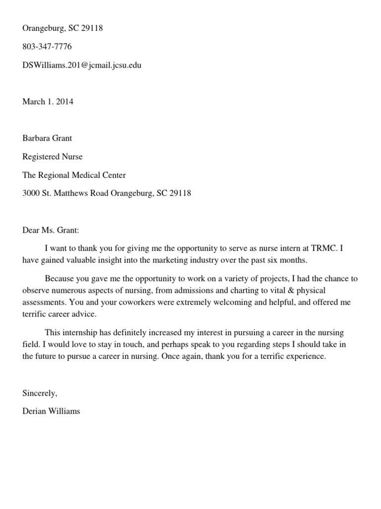 Intern Thank You Letter | PDF | Internship | Job Hunting
