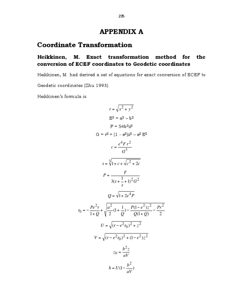 Appendix A Coordinate Transformation | PDF | Errors And Residuals | Variance