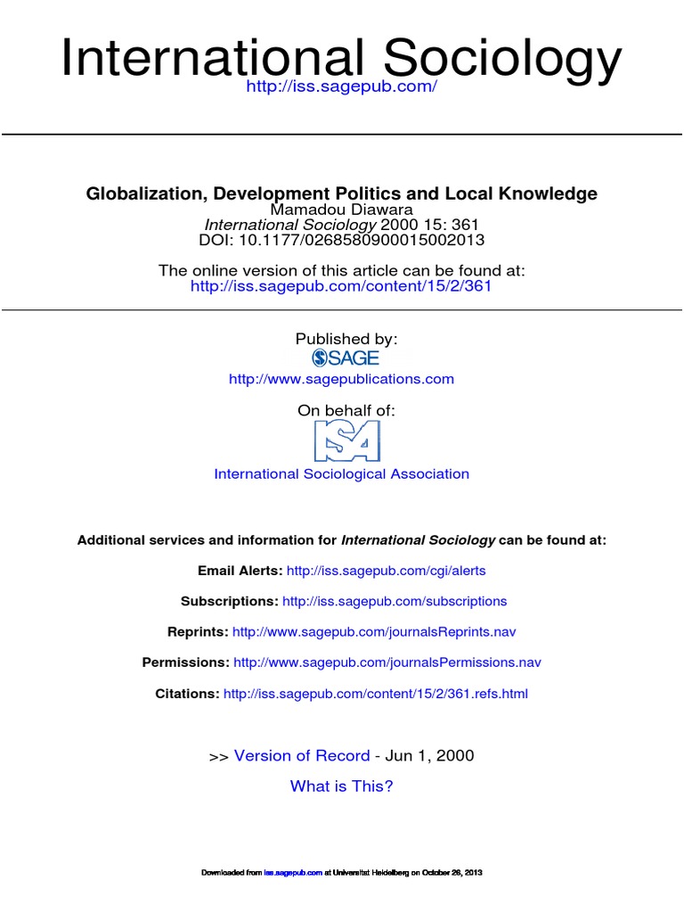 International Sociology: Globalization, Development Politics and Local ...