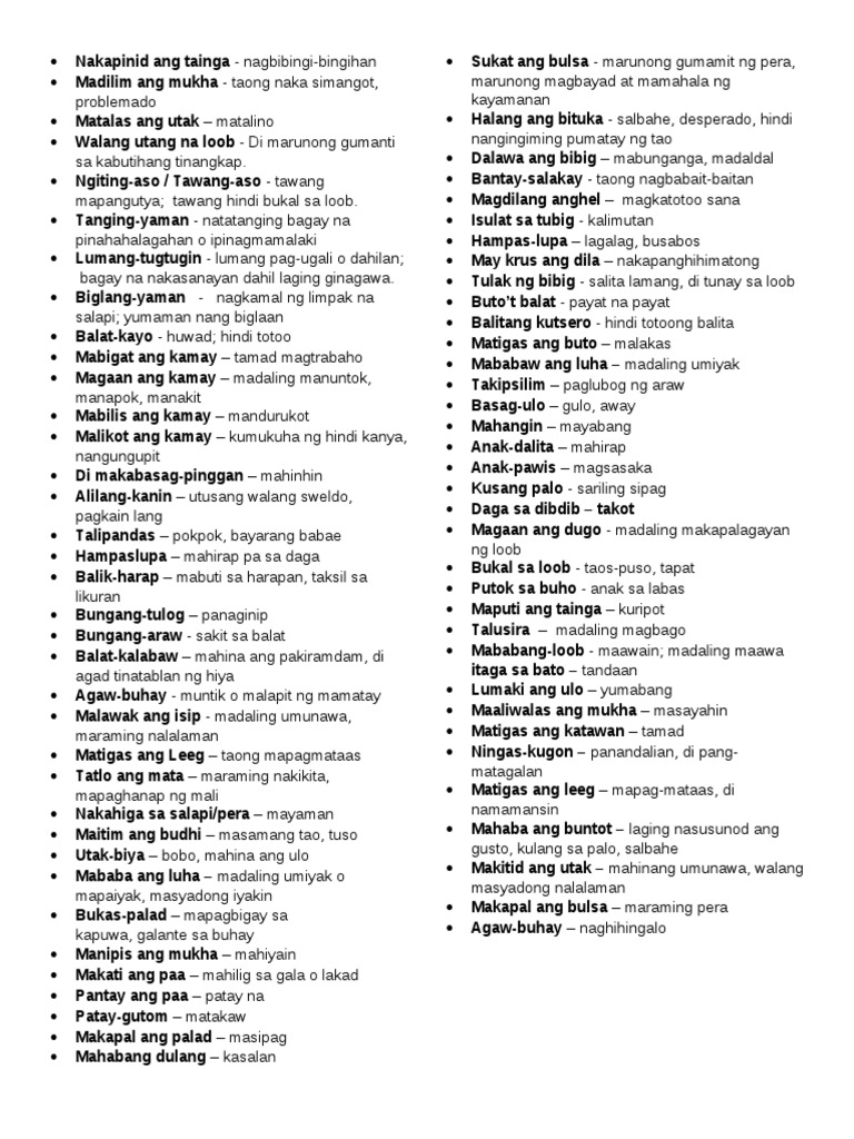 Filipino Idioms | PDF