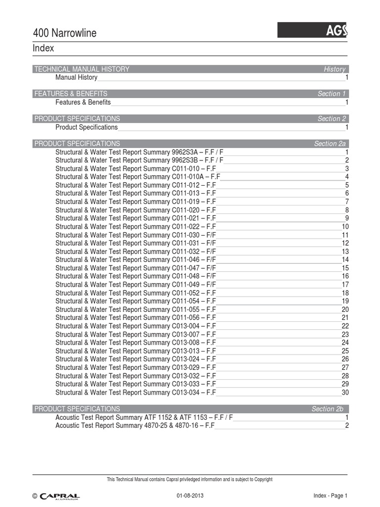 400 Narrowline Technical Manual - 2013!07!31 | PDF | Window | Disclaimer